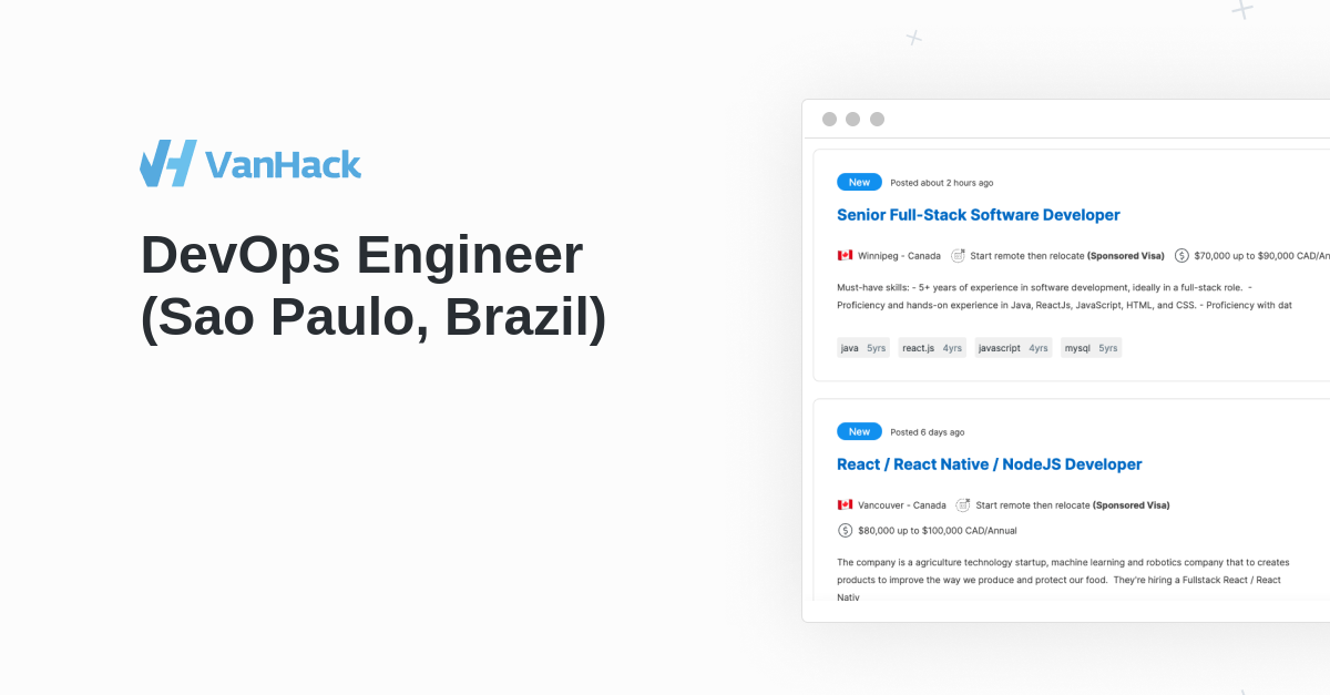 DevOps Engineer (Sao Paulo, Brazil) - VanHack